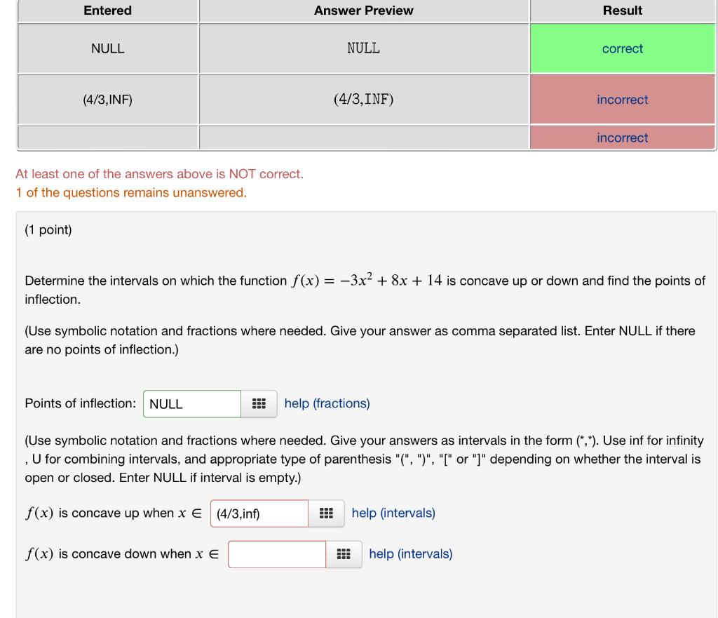 Solved Entered Answer Preview Result NULL NULL correct | Chegg.com