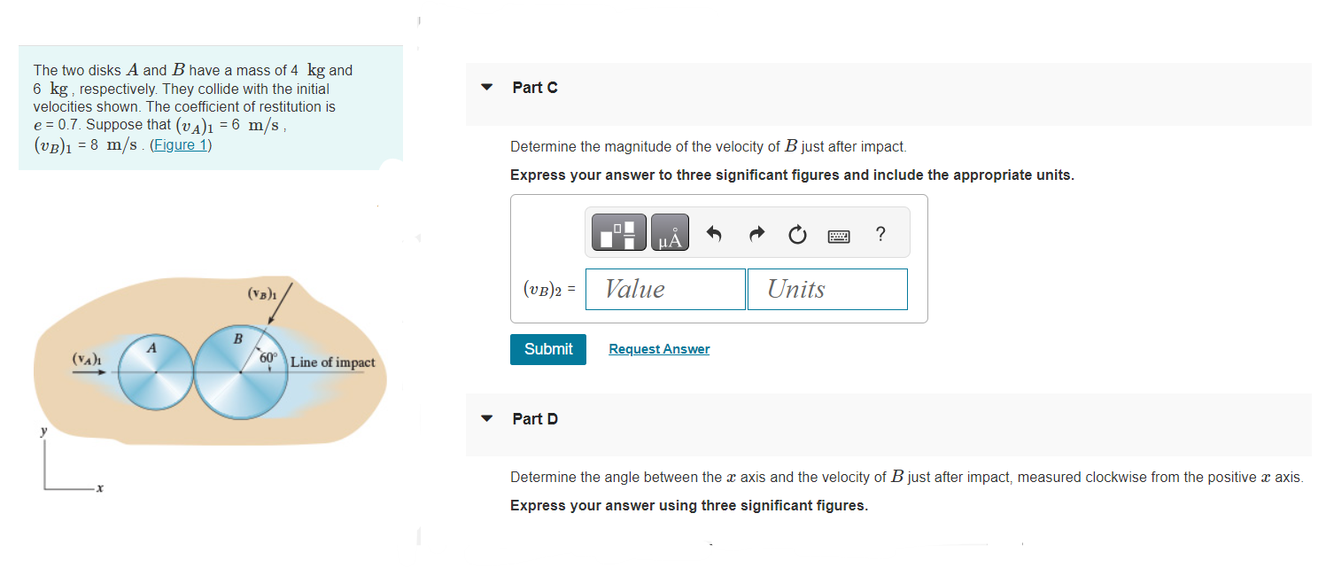 Solved The two disks A and B have a mass of 4 kg and Part A | Chegg.com