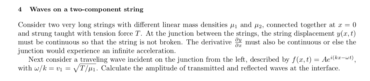 Solved 4 Waves on a two-component string Consider two very | Chegg.com