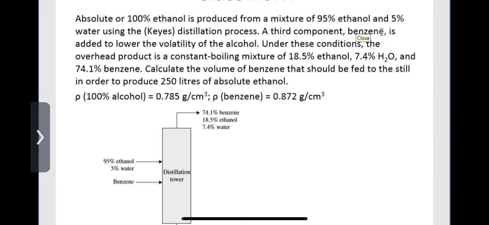 Solved Absolute or 100% ethanol is produced from a mixture | Chegg.com