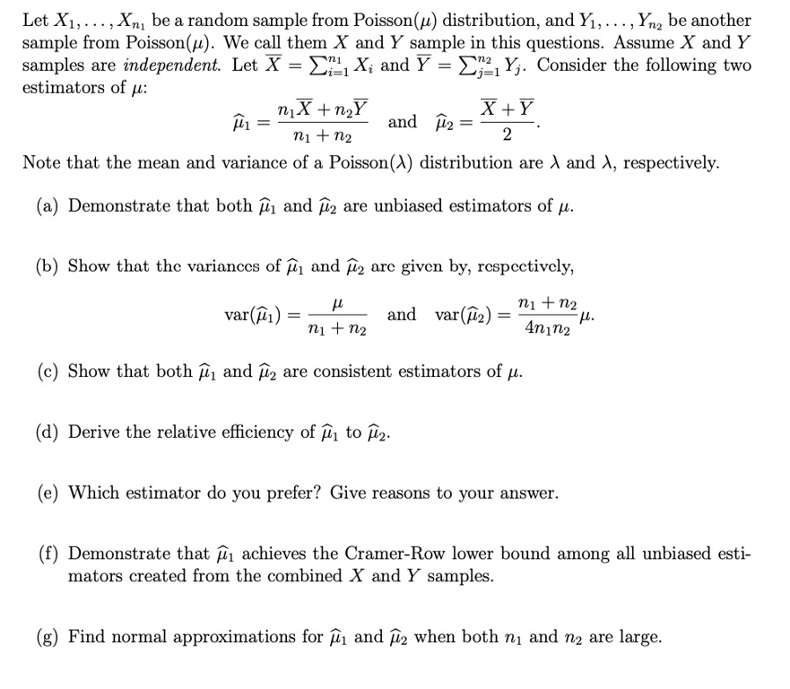 Solved > Let X1, ... , Xnı be a random sample from | Chegg.com