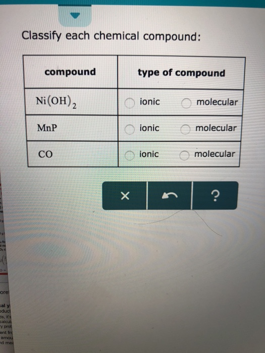 Solved Classify each chemical compound: compound type of | Chegg.com