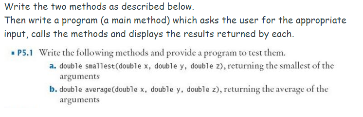 Solved Write the two methods as described below Then write a | Chegg.com