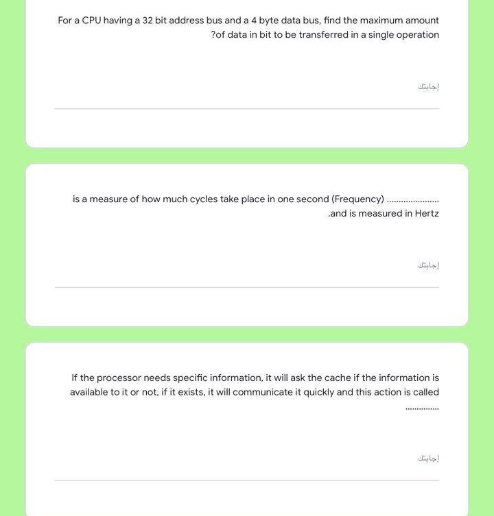 Solved For a CPU having a 32 bit address bus and a 4 byte | Chegg.com