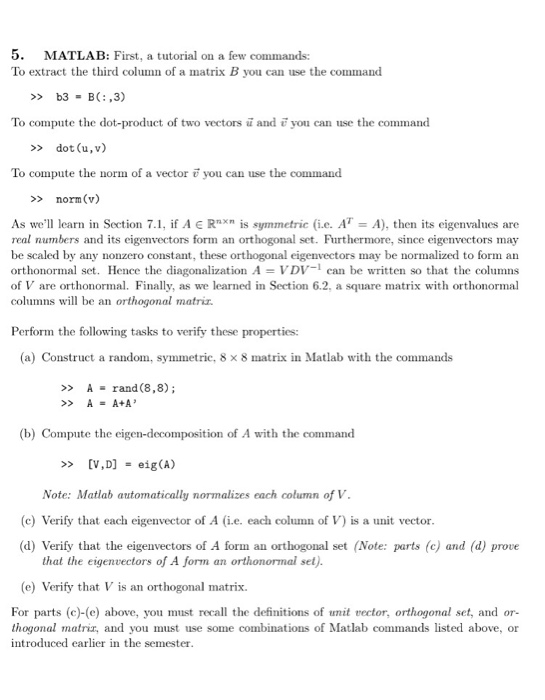 Solved MATLAB First, a tutorial on a few commands: To | Chegg.com