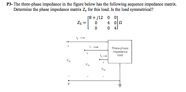 Solved P3- The three-phase impedance in the figure below has | Chegg.com