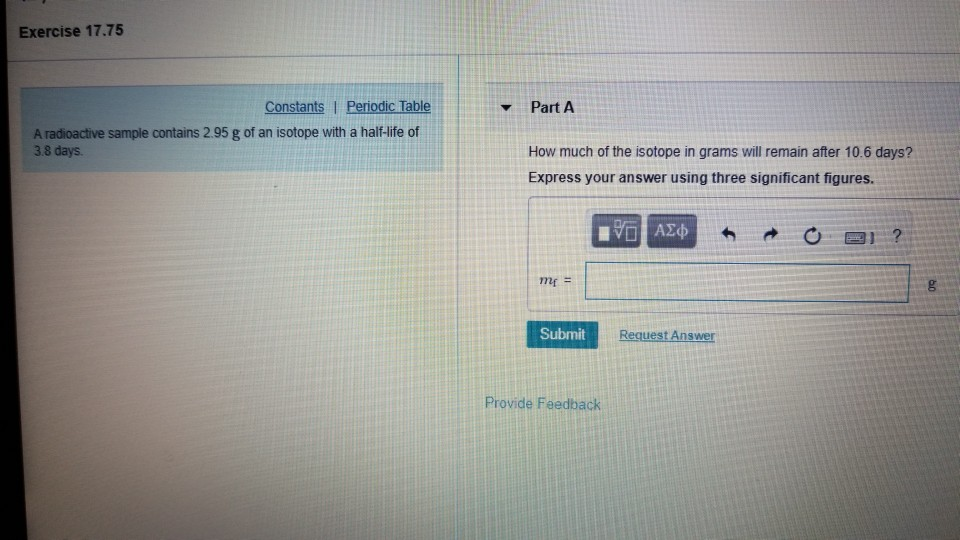 Solved Exercise 17.75 Constants I Periodic Table 1 F Part | Chegg.com