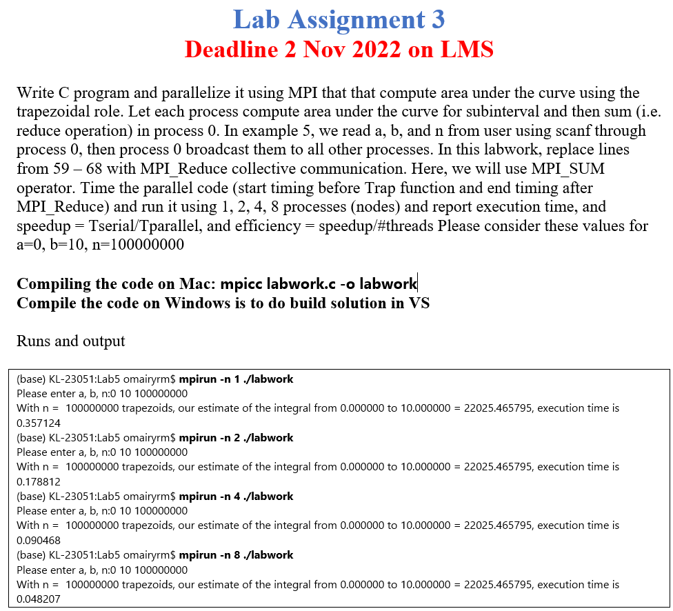Solved Write C Program And Parallelize It Using Mpi That 1416