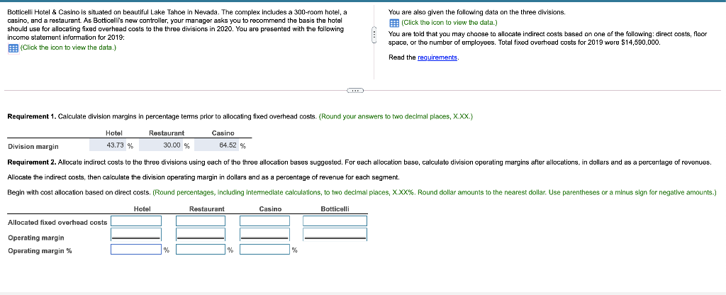 Solved - X Requirements 1. Calculate division margins in | Chegg.com