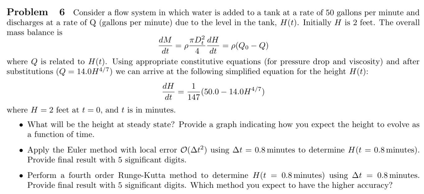 Solved Problem 6 Consider a flow system in which water is | Chegg.com
