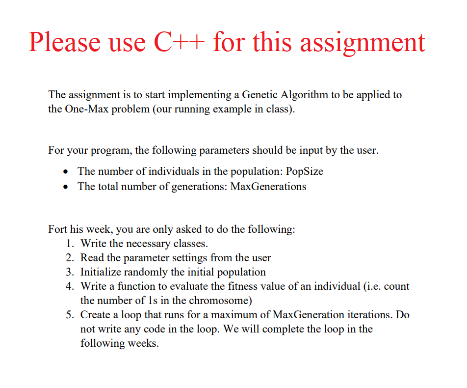 Solved Please use C++ for this assignment The assignment is | Chegg.com