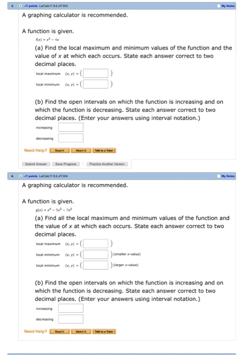 Solved A graphing calculator is recommended. A function is | Chegg.com