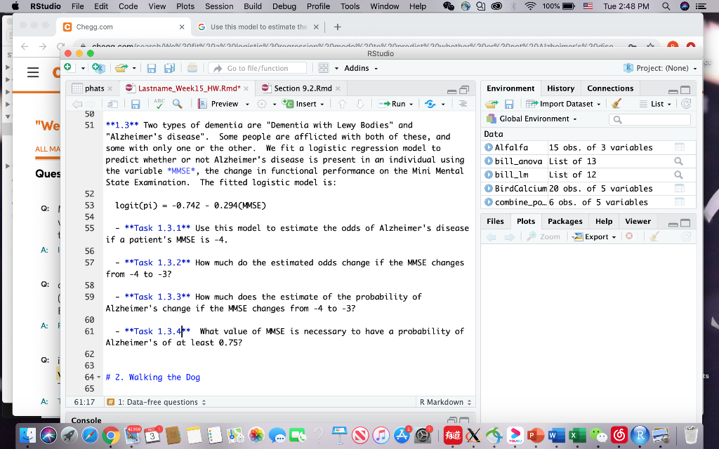 RStudio File Edit Code View Plots Session Build Debug | Chegg.com