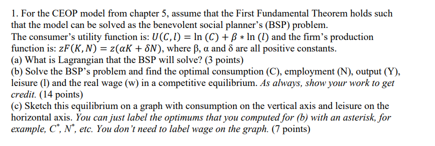 1. For the CEOP model from chapter 5, assume that the | Chegg.com