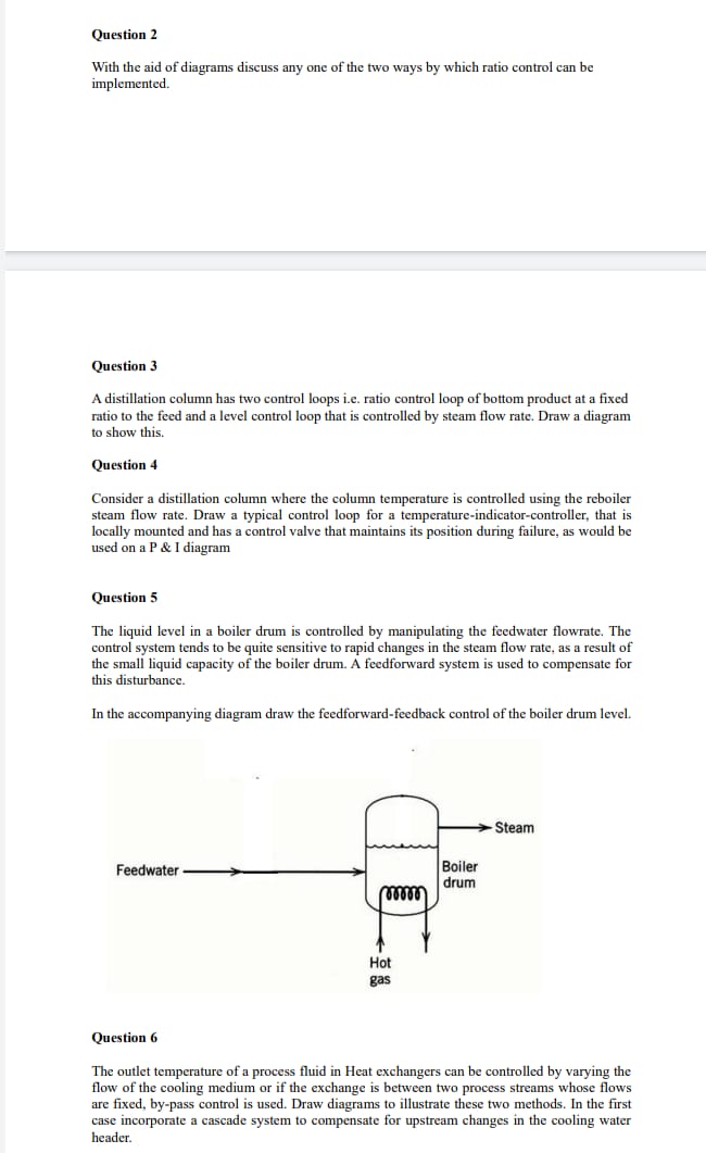 Question 3A distillation column has two control loops | Chegg.com