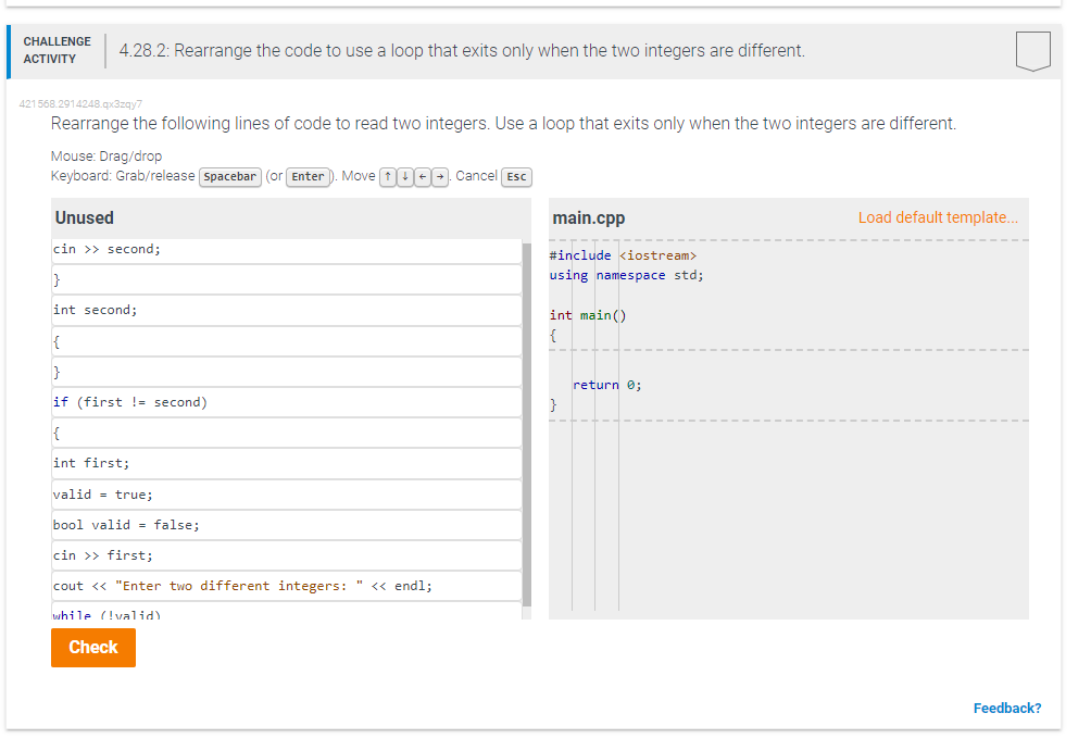 Solved \begin{tabular}{l|l} CHALLENGE & 4.28.2 : Rearrange | Chegg.com