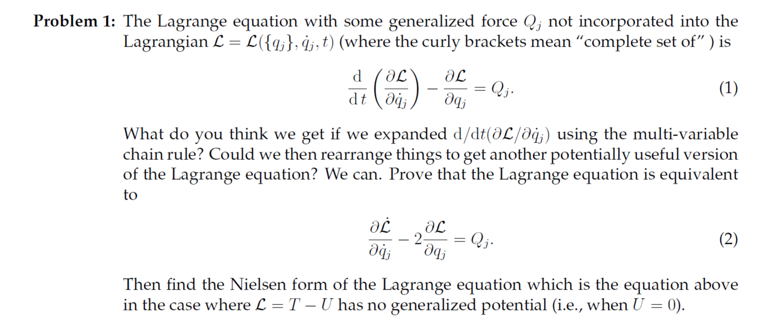 Solved Problem 1: The Lagrange equation with some | Chegg.com