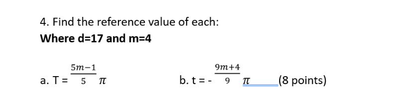 Solved 4. Find the reference value of each: Where d=17 and | Chegg.com