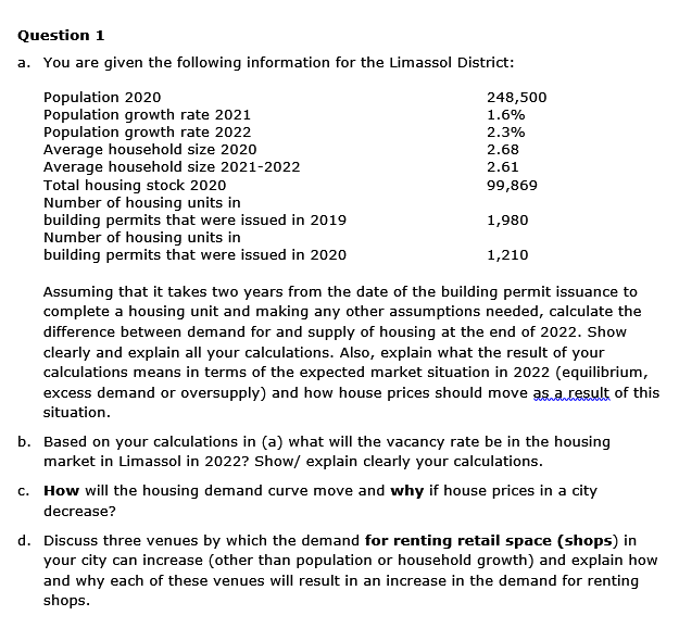 Solved Question 1 a. You are given the following information | Chegg.com