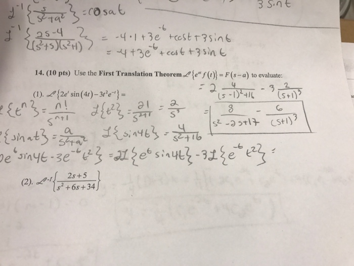 Solved Use the First Translation Theorem L{e^at f(t)} = F(s | Chegg.com