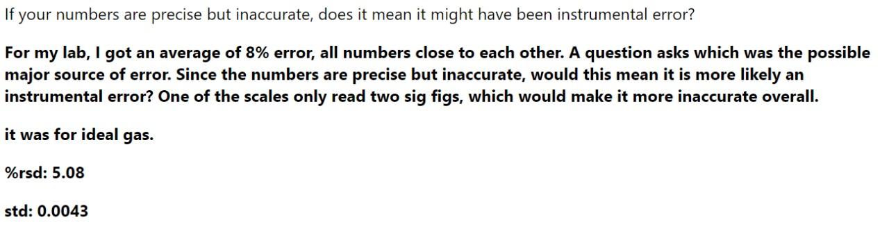 Solved If your numbers are precise but inaccurate, does it | Chegg.com