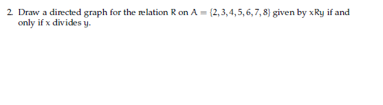 Solved 2. Draw a directed graph for the relation R on | Chegg.com