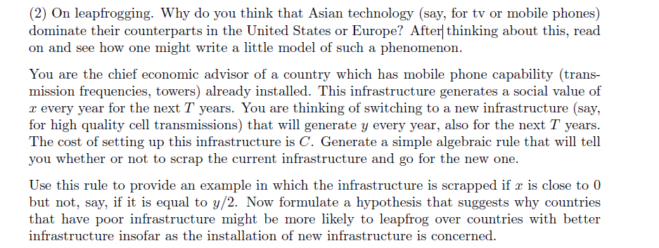 Solved (2) On leapfrogging. Why do you think that Asian | Chegg.com