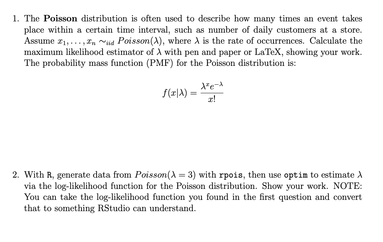 Solved The Poisson distribution is often used to describe | Chegg.com