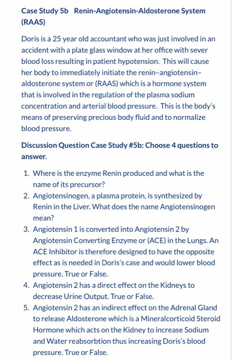 Solved Case Study 5b Renin-Angiotensin-Aldosterone System | Chegg.com