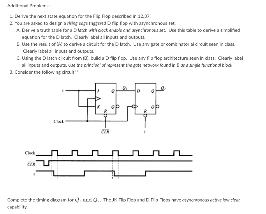 Solved Additional Problems: 1. Derive the next state | Chegg.com