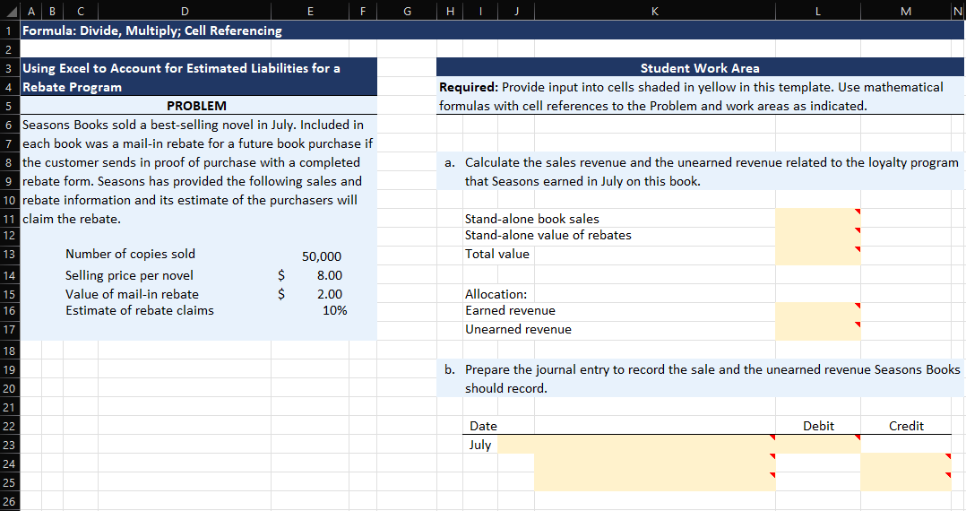 Solved Required: Provide input into cells shaded in yellow | Chegg.com