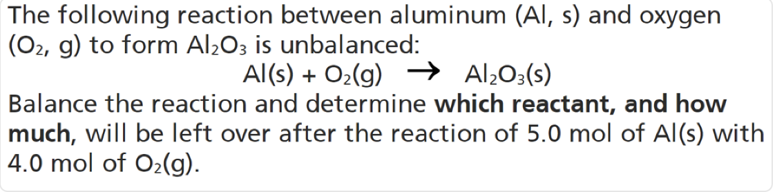 Solved The following reaction between aluminum (Al, s) and | Chegg.com