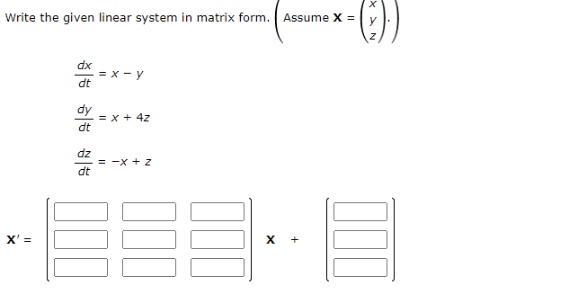 Solved Write the given linear system in matrix form. ( | Chegg.com