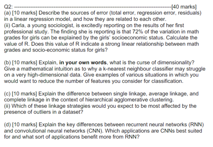Solved (a) [10 marks] Describe the sources of error (total | Chegg.com