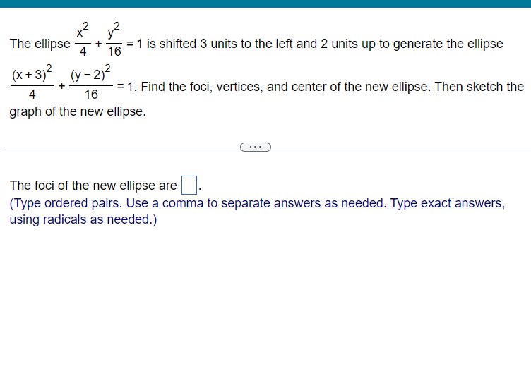 Solved The ellipse 4x2+16y2=1 is shifted 3 units to the left | Chegg.com