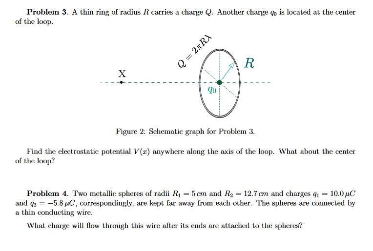Solved Problem 3. A thin ring of radius R carries a charge | Chegg.com