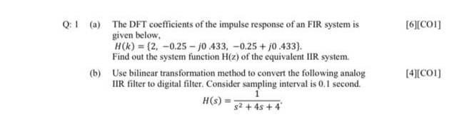 Solved (a) The DFT coefficients of the impulse response of | Chegg.com