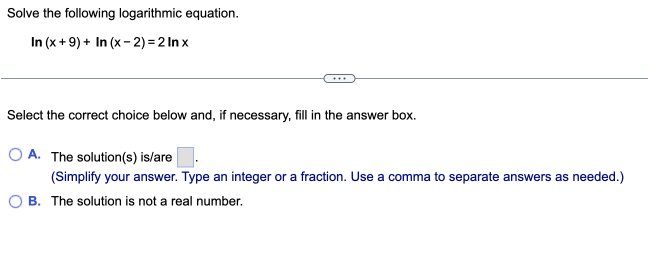 Solved Solve the following logarithmic equation. | Chegg.com