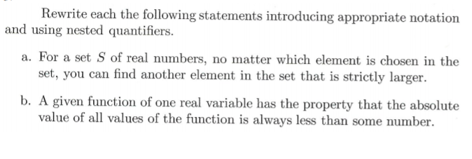 Solved Rewrite each the following statements introducing | Chegg.com