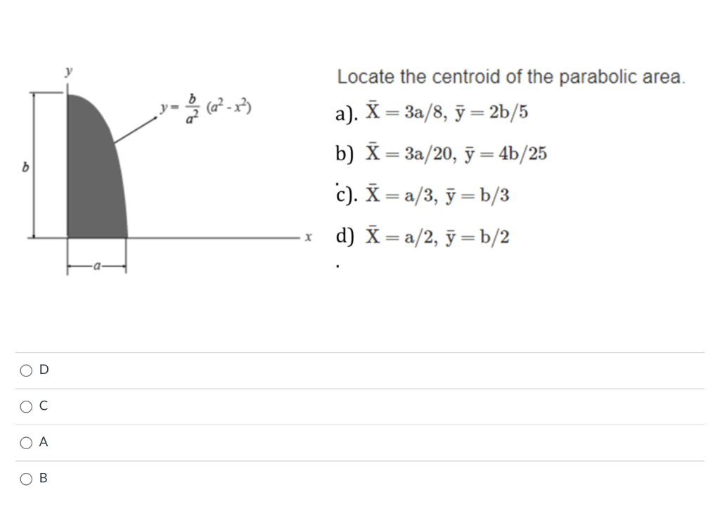 Solved y (02-1 Locate the centroid of the parabolic area. | Chegg.com