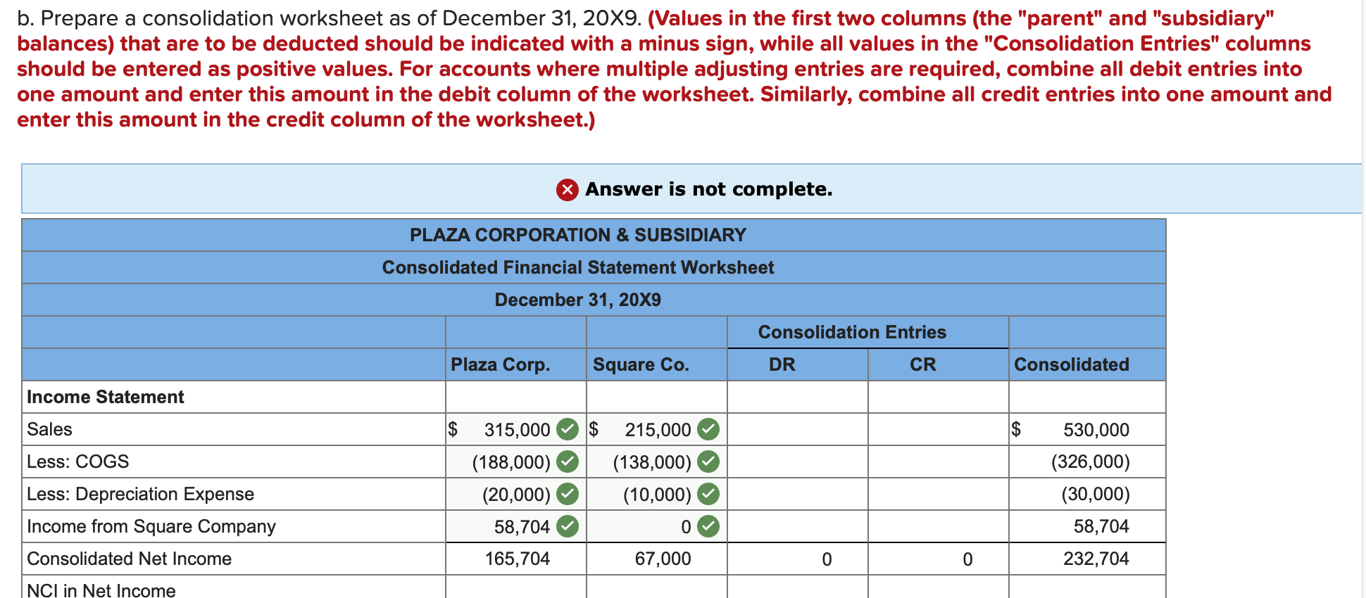 Solved Plaza Corporation Purchased 70 Percent Of Square Chegg