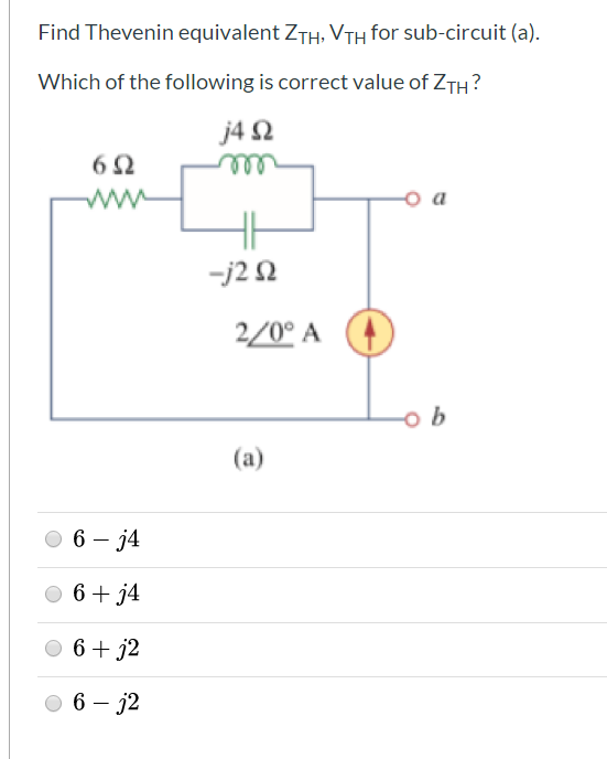 Solved Find Thevenin equivalent ZTH, VTH for sub-circuit | Chegg.com