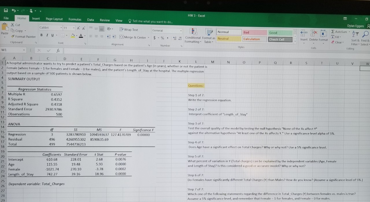 Solved S HW 3 - Excel File Home Insert Page Layout Formulas | Chegg.com