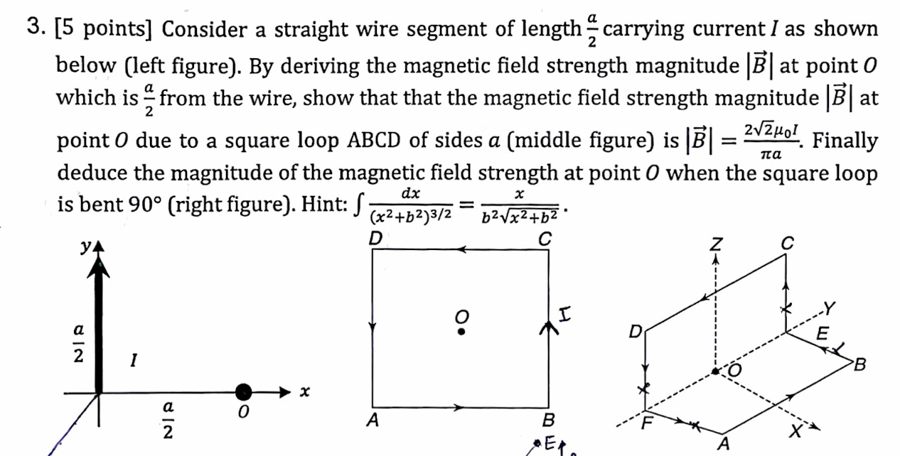 Solved [5 ﻿points] ﻿Consider a straight wire segment of | Chegg.com