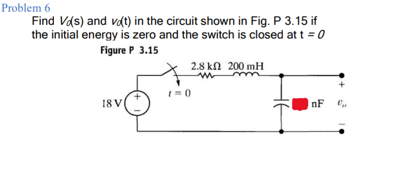 Solved Problem 6 Find Vds) and vdt) in the circuit shown in | Chegg.com