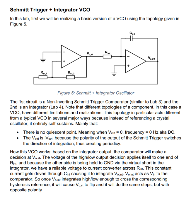 Solved Schmitt Trigger + Integrator VCO In this lab, first | Chegg.com