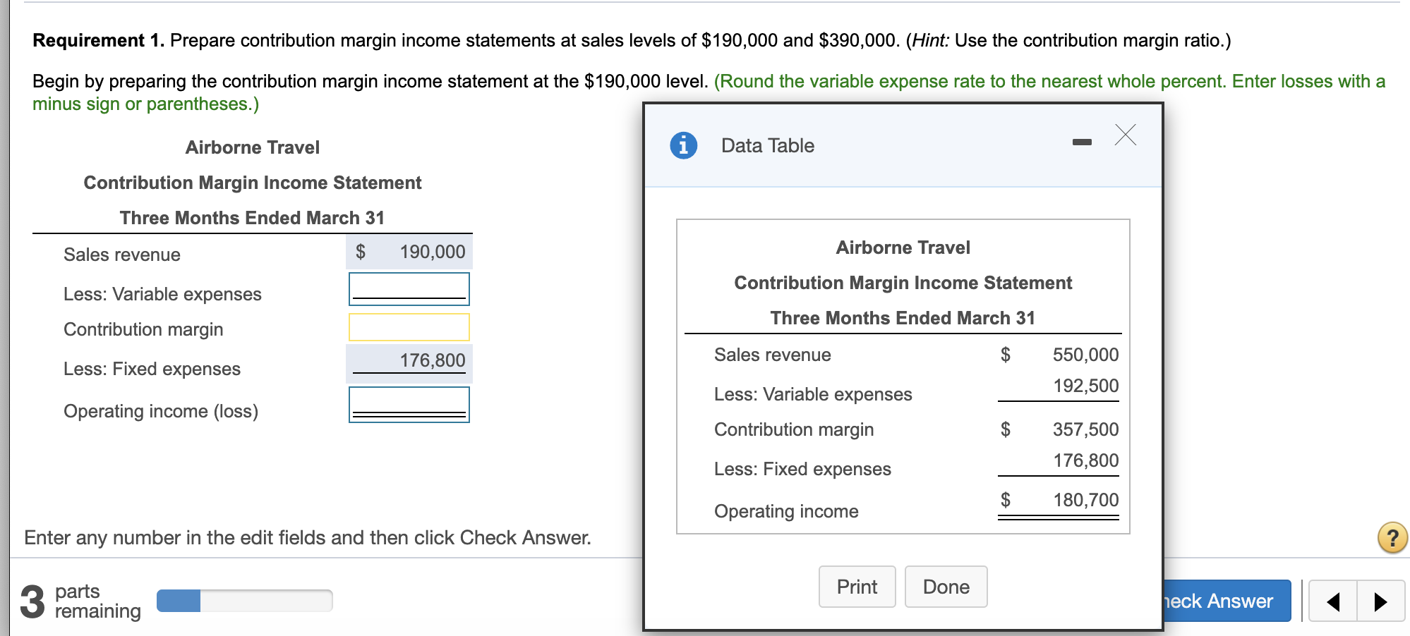 Solved Х Requirements 1. Prepare contribution margin income | Chegg.com