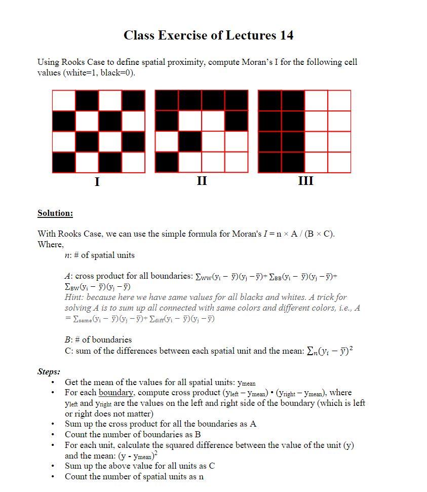 explain how would you define in morans I using rooks | Chegg.com