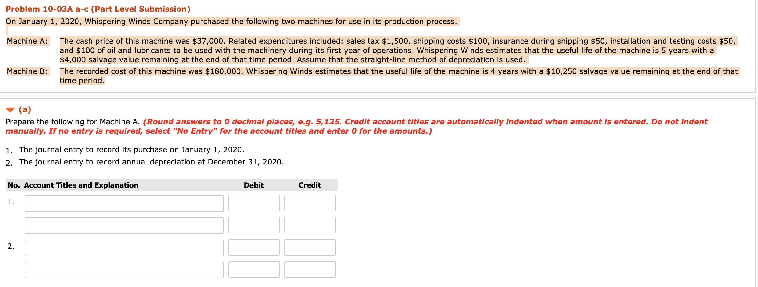 Solved Problem 10-03A a-c (Part Level Submission) On January | Chegg.com