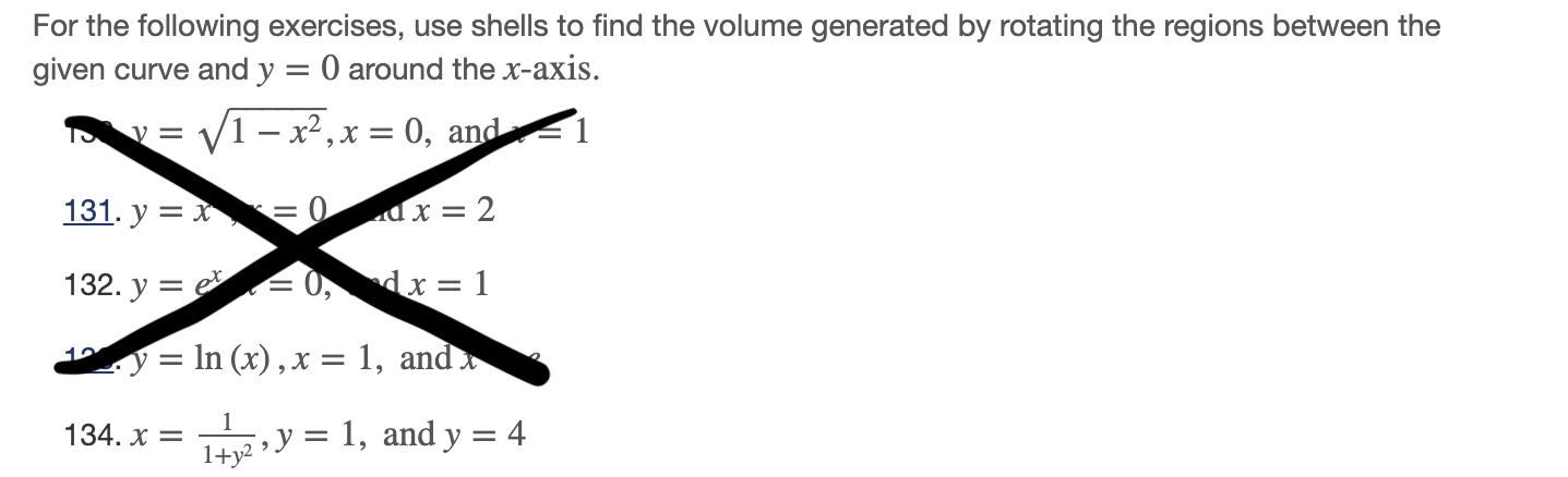 Solved For the following exercises, use shells to find the | Chegg.com